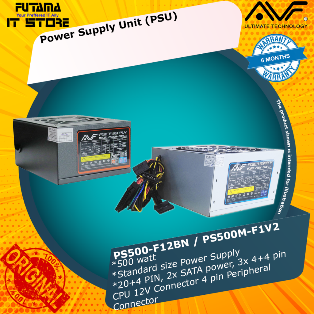 AVF Power Supply Unit (AVF PS500-F12BN / AVF PS500M-F1V2) – Futama IT Store