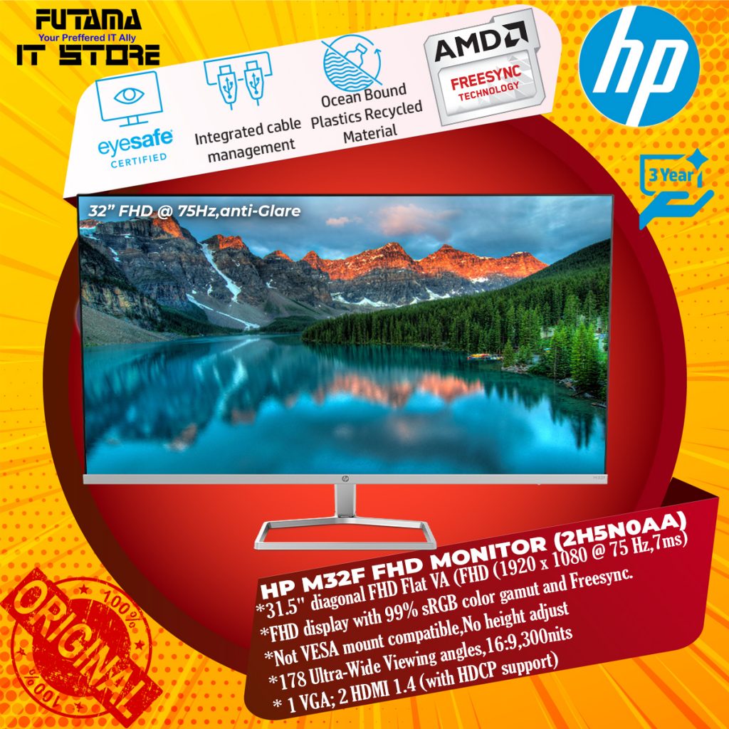 HP M32f Full HD Monitor – 31.5″/ VA Display/ 7ms GtG/ AMD FreeSync ...