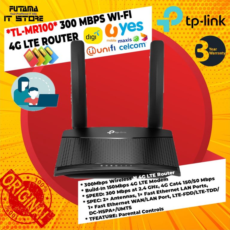 TP-Link TL-MR100 Wireless N300 4G LTE Mobile Direct Sim Modem Router ...