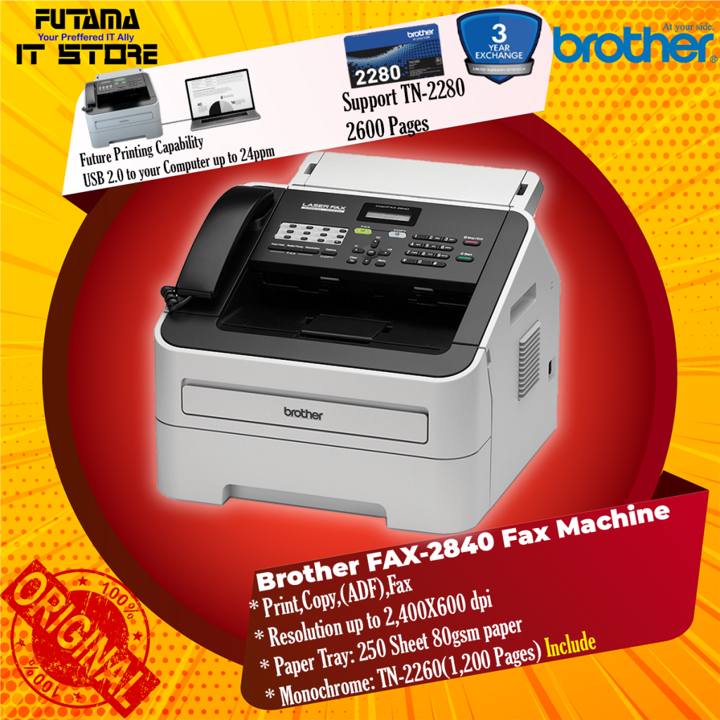 Brother FAX-2840 Fax Machine High-quality multi-page scanner with PC ...